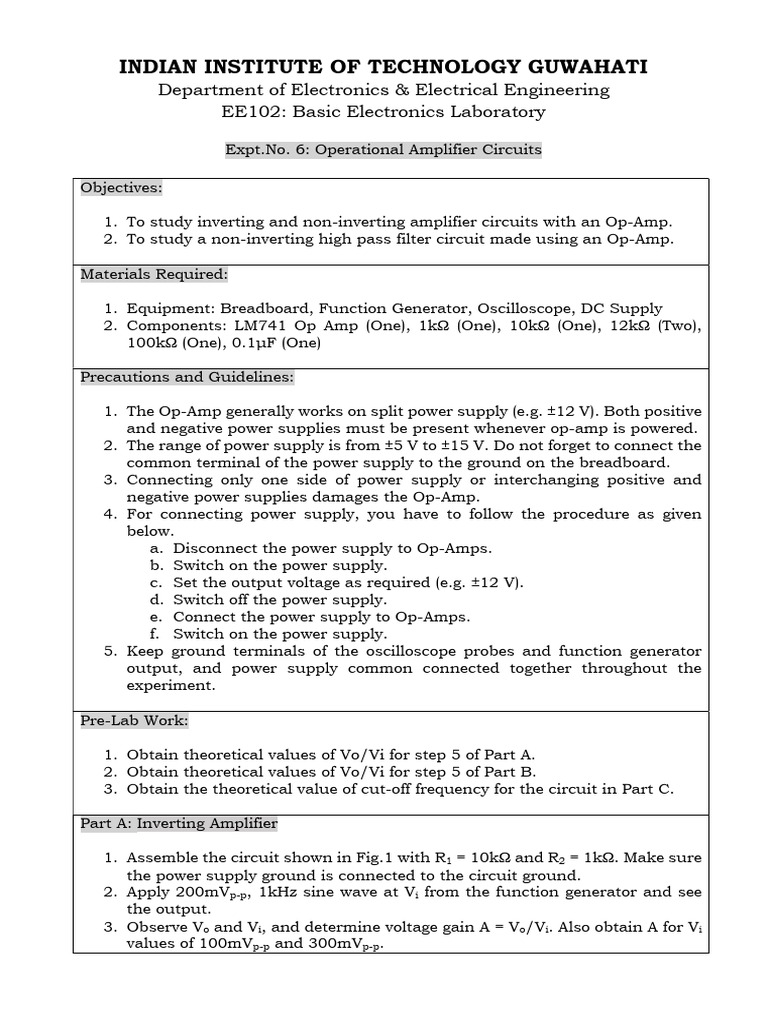 Expt No 6 | PDF | Operational Amplifier | Power Supply