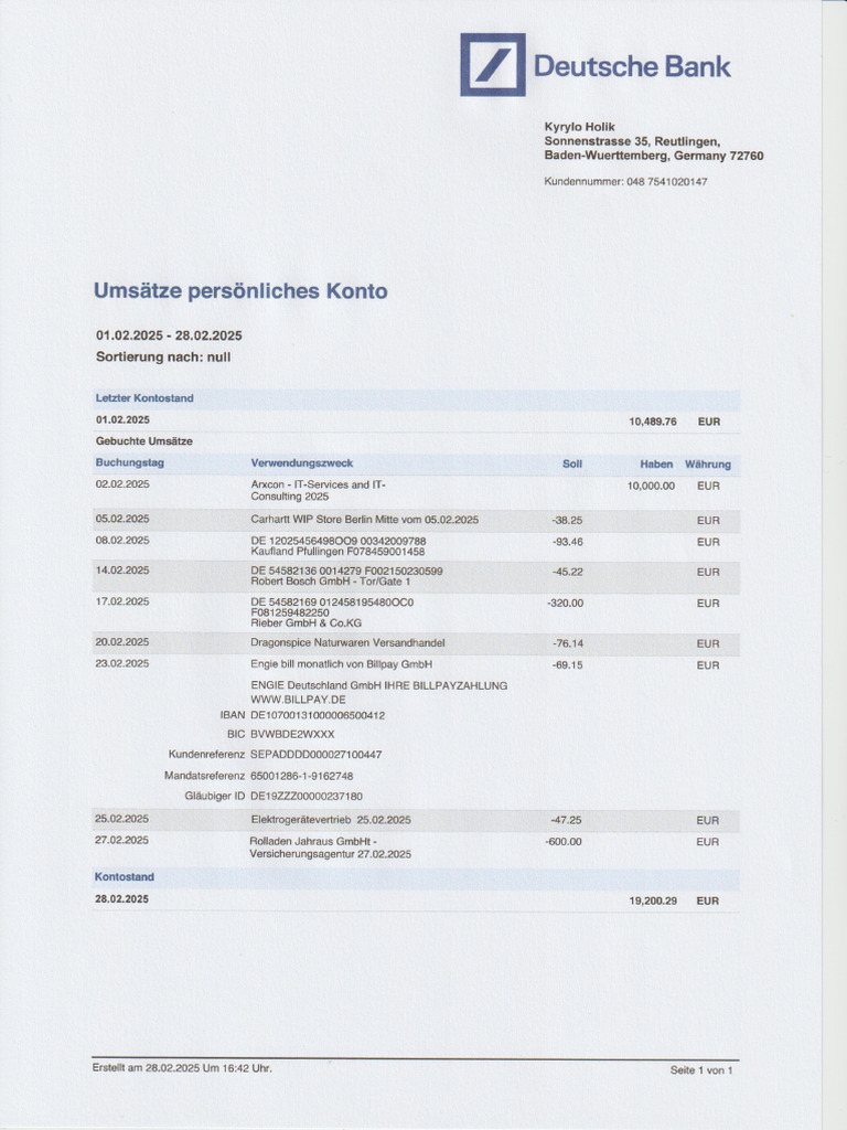 Bank Statement Scan | PDF
