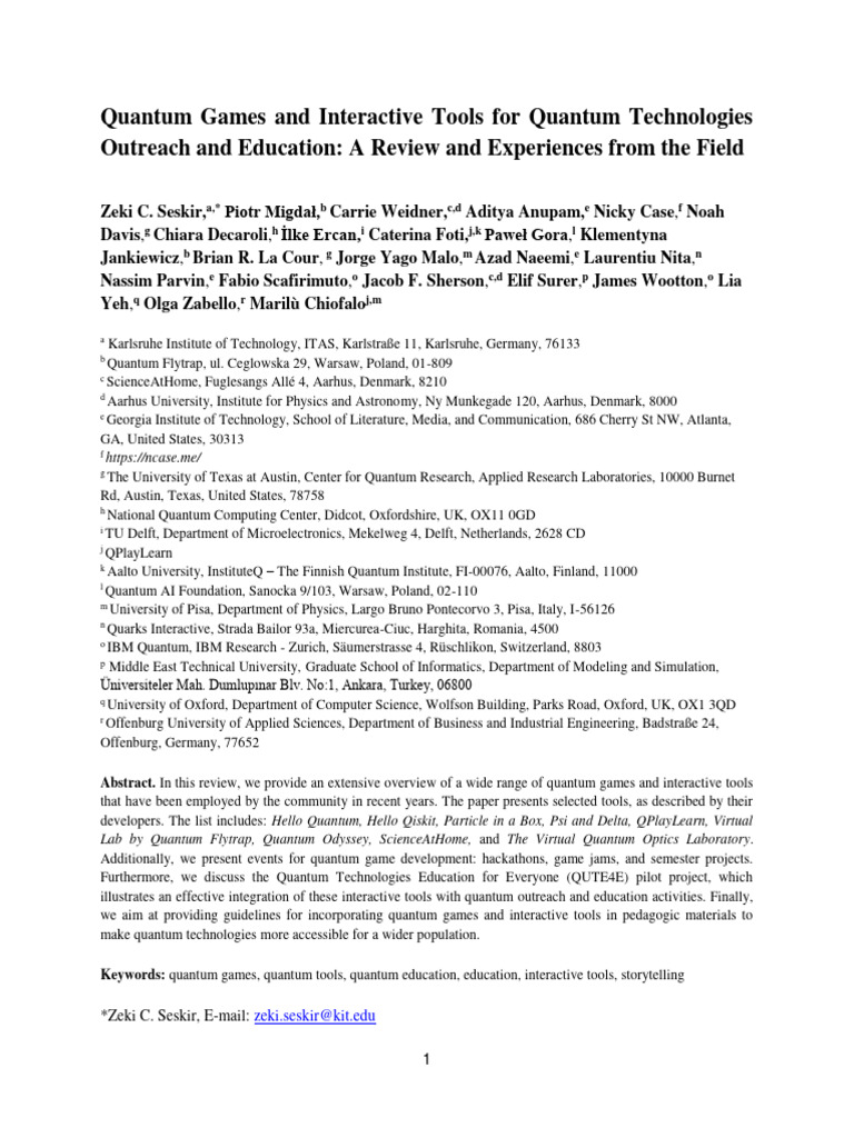 Quantum Games and Interactive Tools For | PDF | Quantum Mechanics | Photon