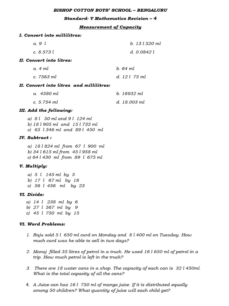 Measurmentof Capacity Revision | PDF