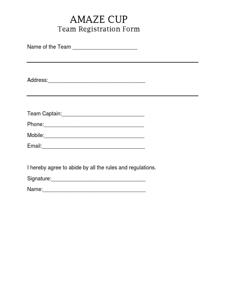 Team Registration Form | PDF