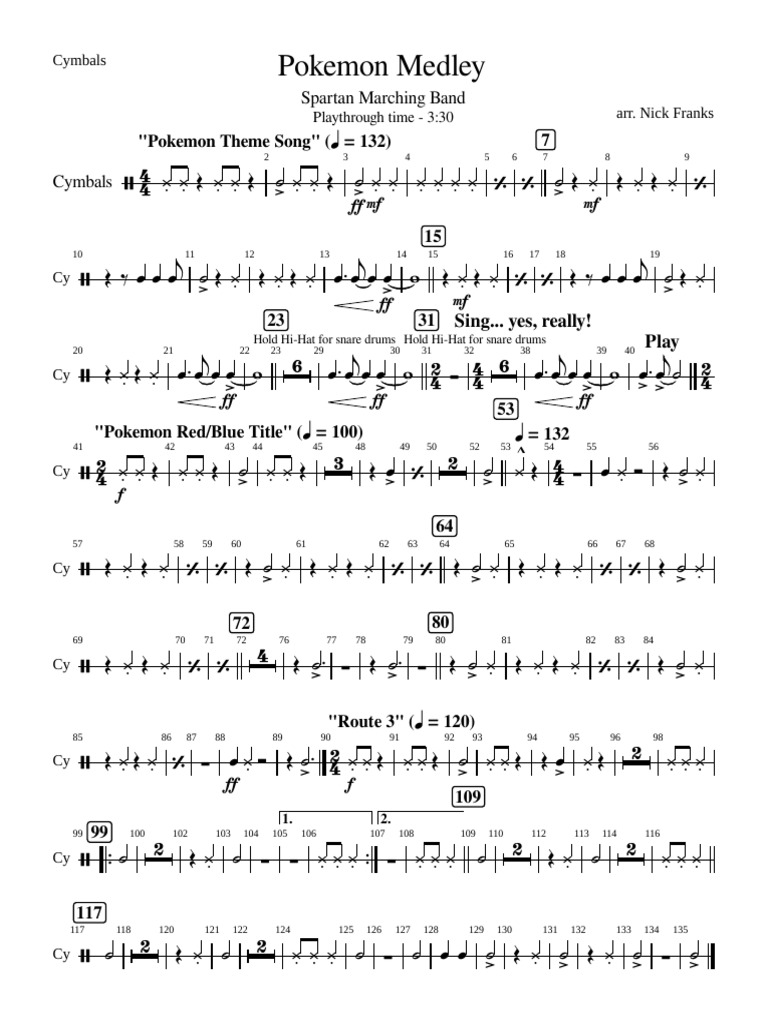Pokemon Medley | PDF | Drumming | Percussion Instruments