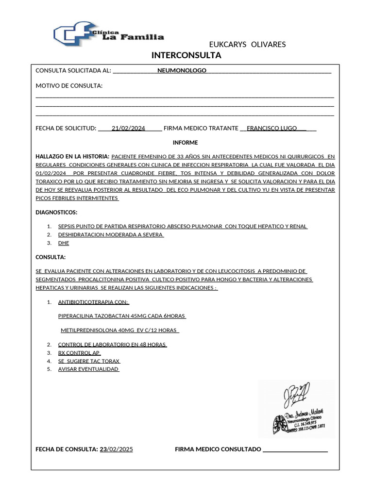 Interconsulta Neumológica en Paciente Infantil | PDF