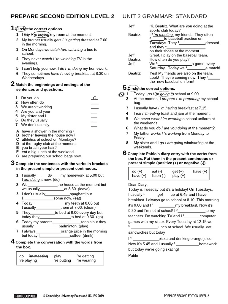 PREPARE 2 Grammar Standard Unit 02 | PDF | Linguistics