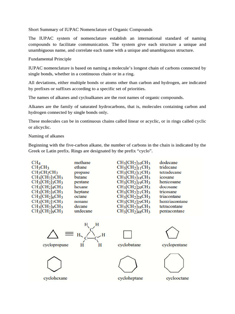 IUPAC Nomenclature Overview | PDF | Functional Group | Alkane
