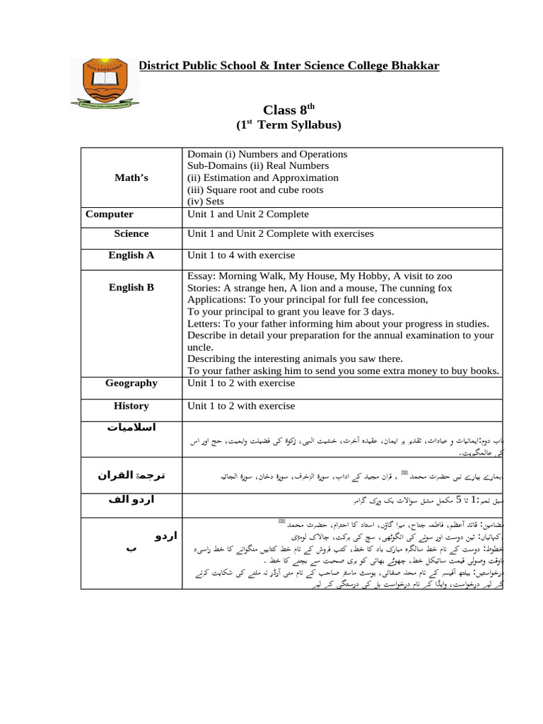 Class 8 Paper English 2025 DPS Final Term | PDF