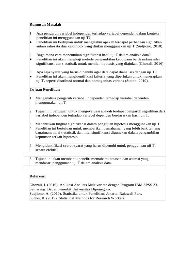 Rumusan Masalah&tujuan Penelitian | PDF