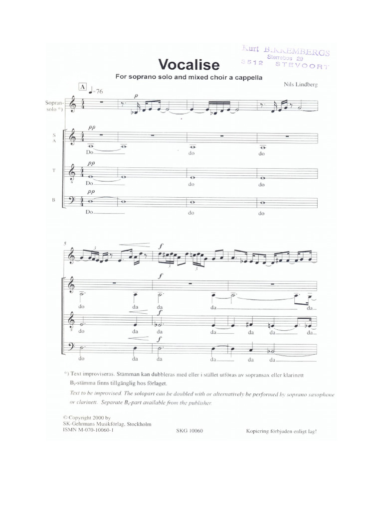 Vocalise Solo and Choir | PDF