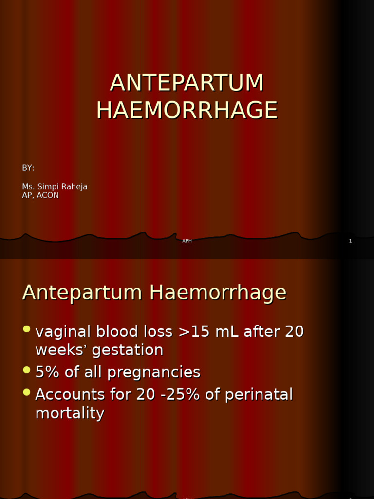 Antepartum Hemorrhage Management Guide | PDF | Childbirth | Motherhood