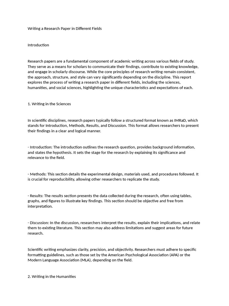 Research Paper Writing Across Disciplines | PDF | Methodology | Social ...