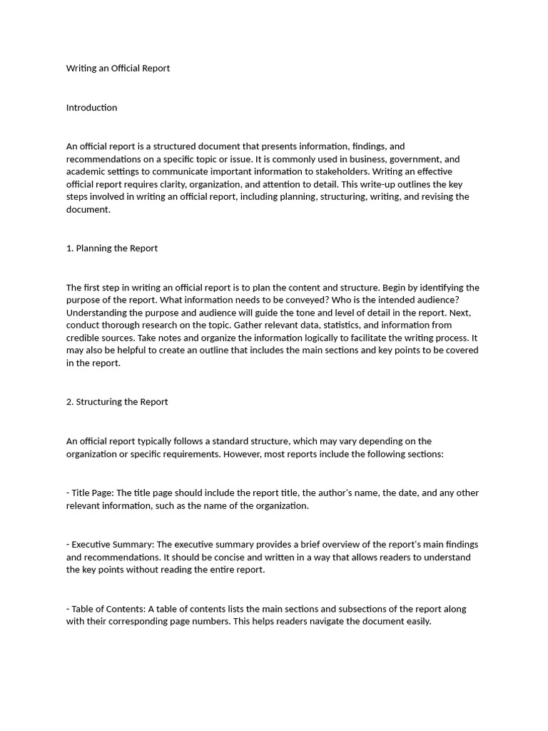 Steps to Write an Official Report | PDF | Methodology | Information