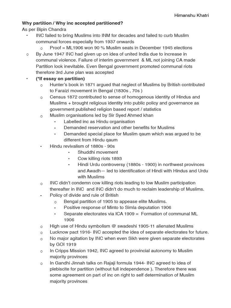 Why Partition & Violence During Partition | PDF | Partition Of India ...