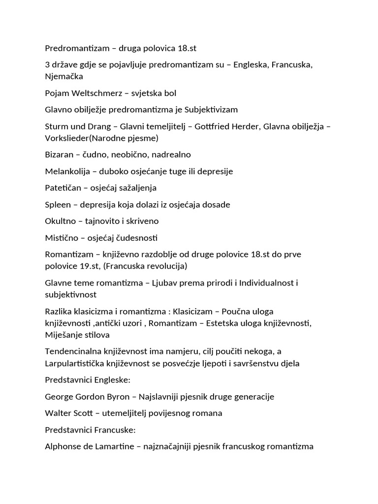 Predromantizam i romantizam | PDF