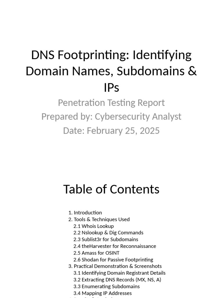 DNS Footprinting Report | PDF | Domain Name System | Internet