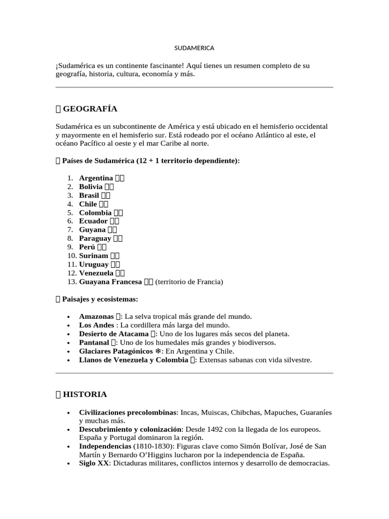Sudamérica: Geografía, Historia y Cultura | PDF | América del Sur ...