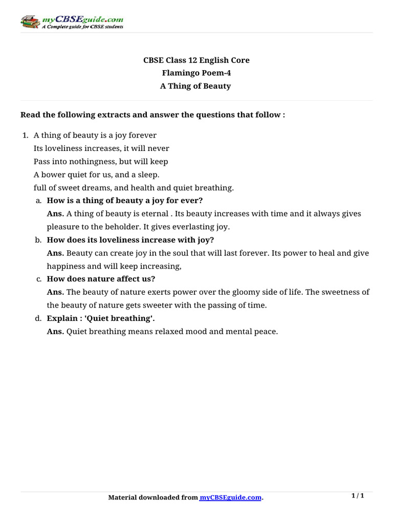 12 English Core Impq Flamingo Poem04 | PDF