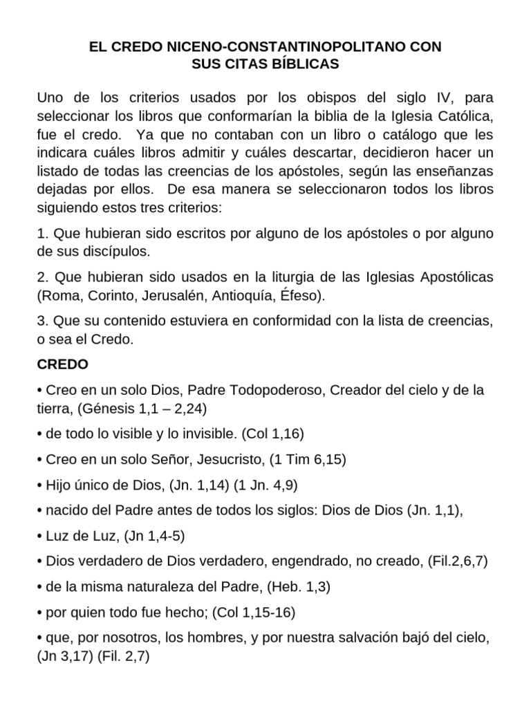 Credo Niceno y sus Citas Bíblicas | PDF | Credo | María, madre de Jesús
