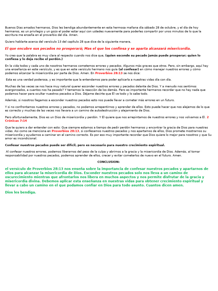 Ricardo Prov. 28 | PDF | Pecado | Misericordia