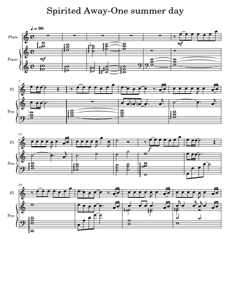 Spirited Away One Summers Day Flute and Piano | PDF