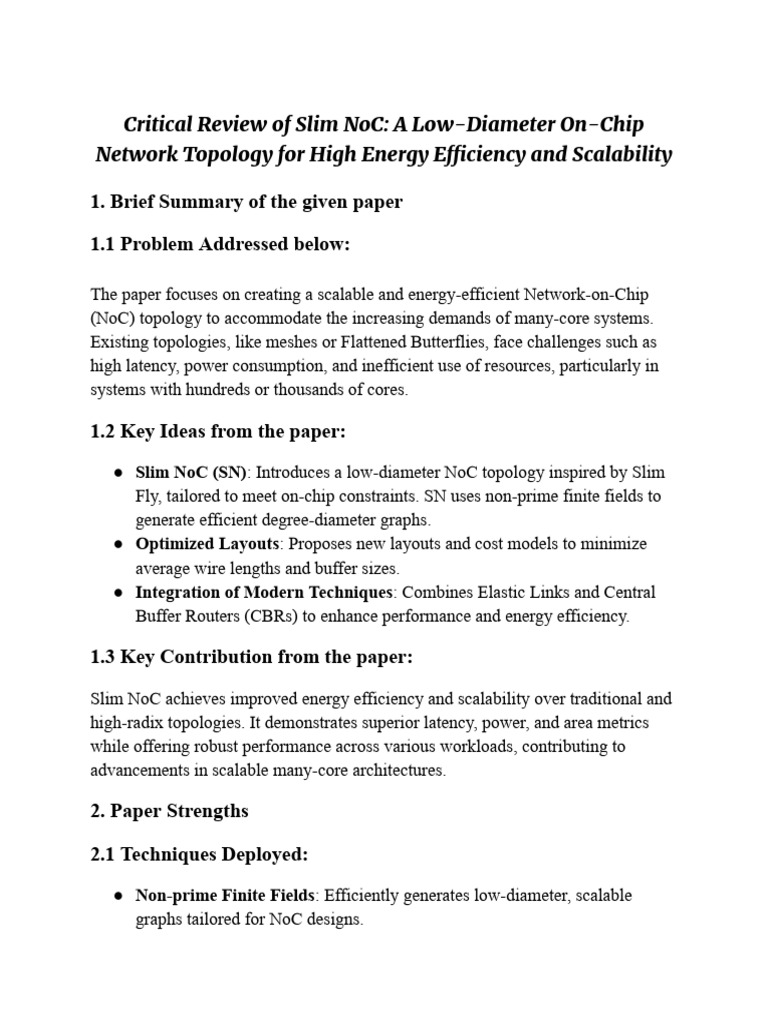 Critical Review of Slim NoC_ A Low-Diameter On-Chip Network Topology ...