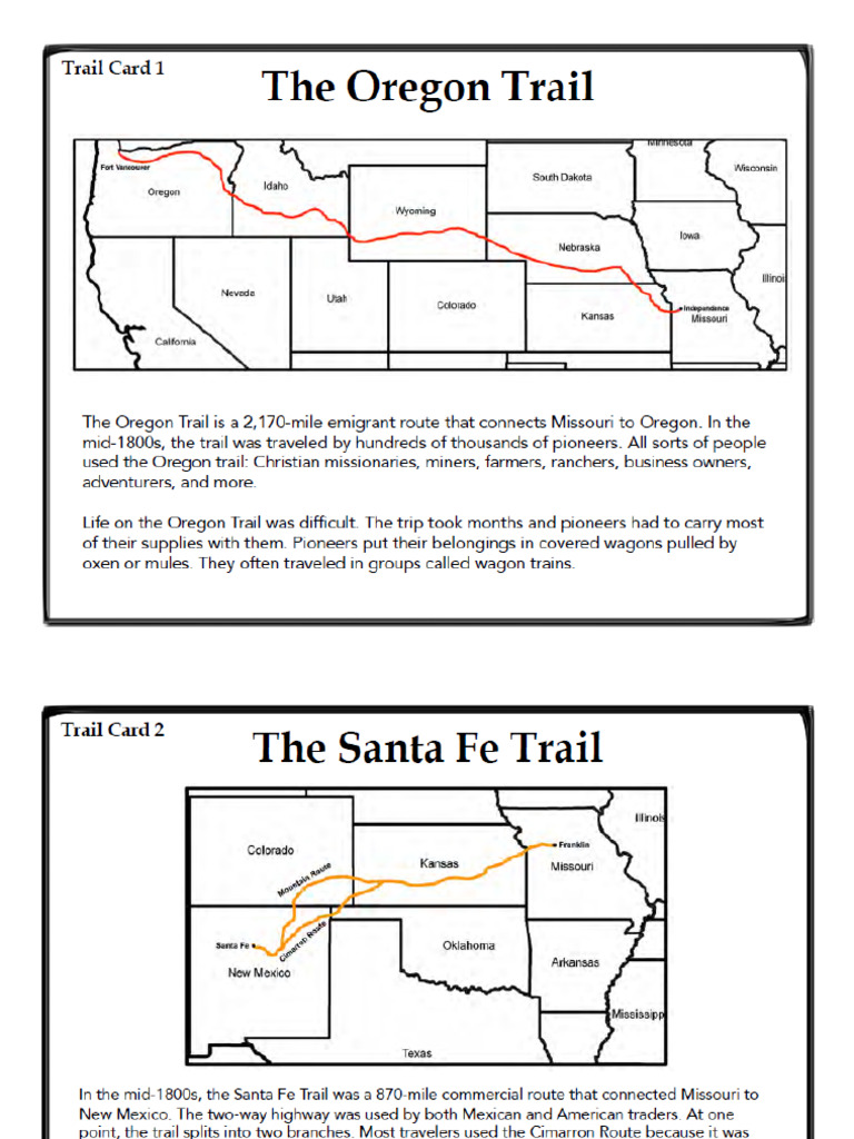 5th Grade History Lesson 6 Placards - The Trails | PDF