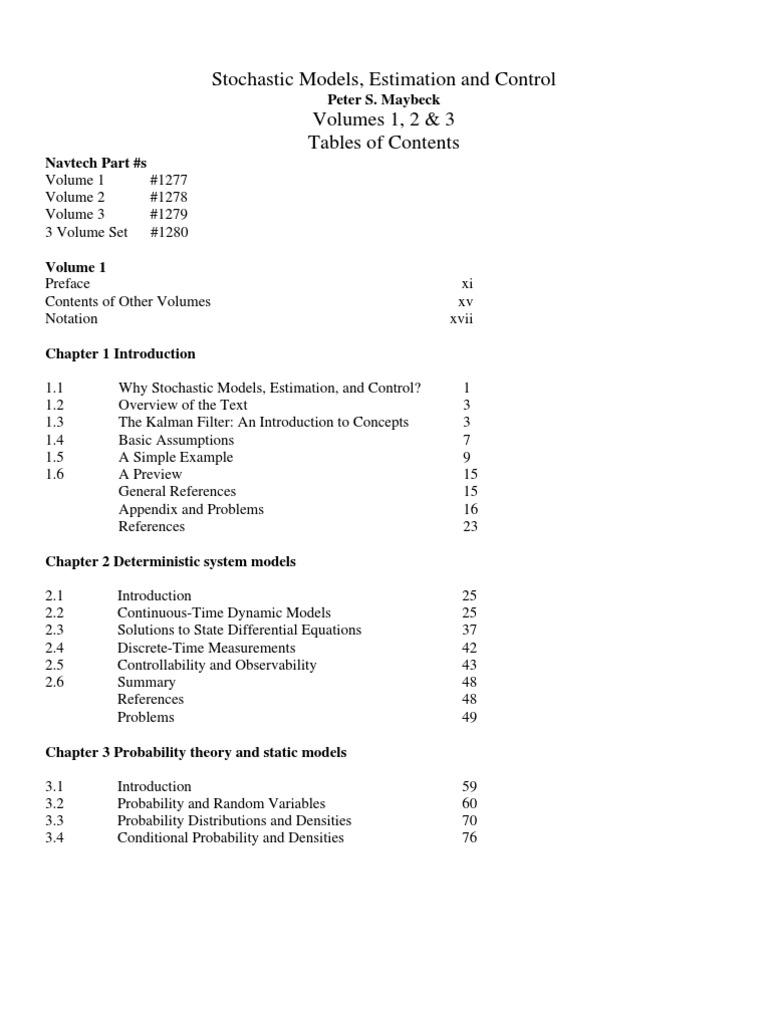 Stochastic Models Estimation And Control A Comprehensive Introduction To The Kalman Filter And