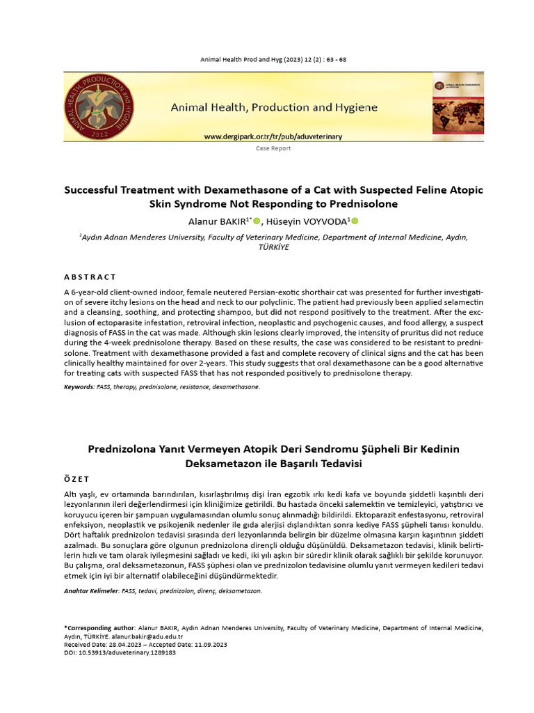 Dexamethasone for Resistant Feline Atopy | PDF | Allergy | Dermatitis