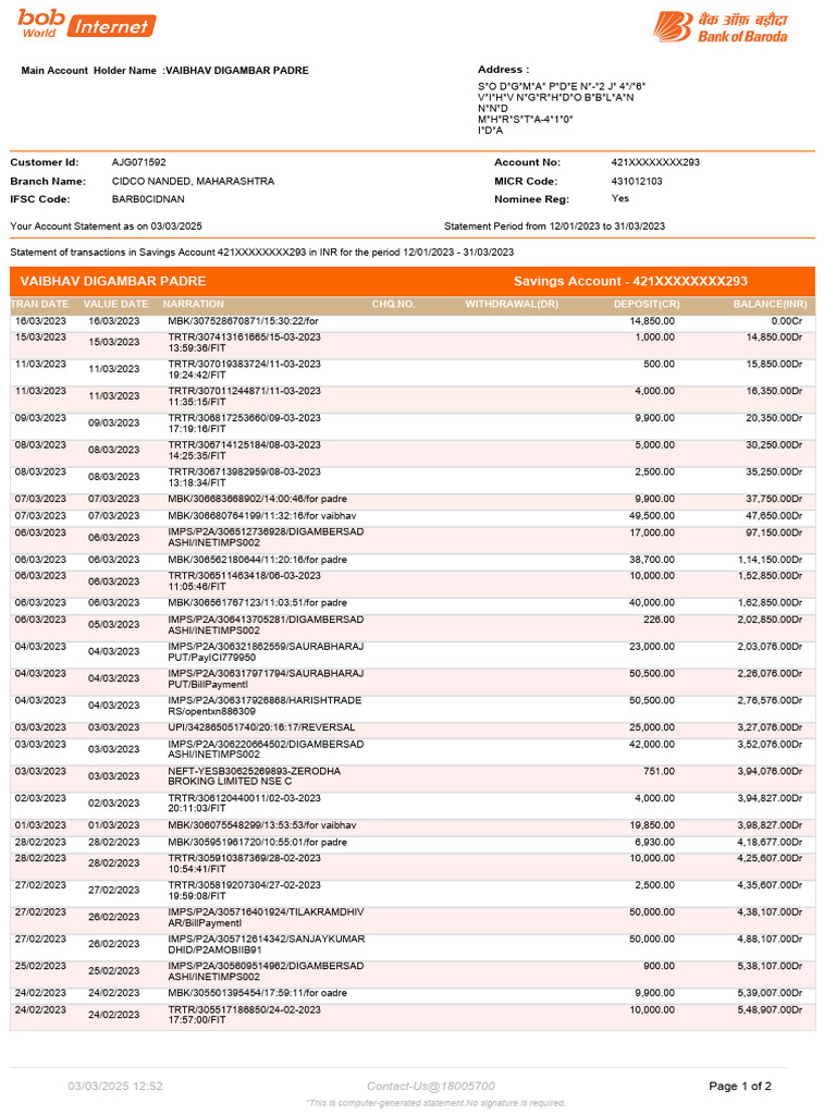 Savings Account Statement Summary | PDF | Financial Services | Banking