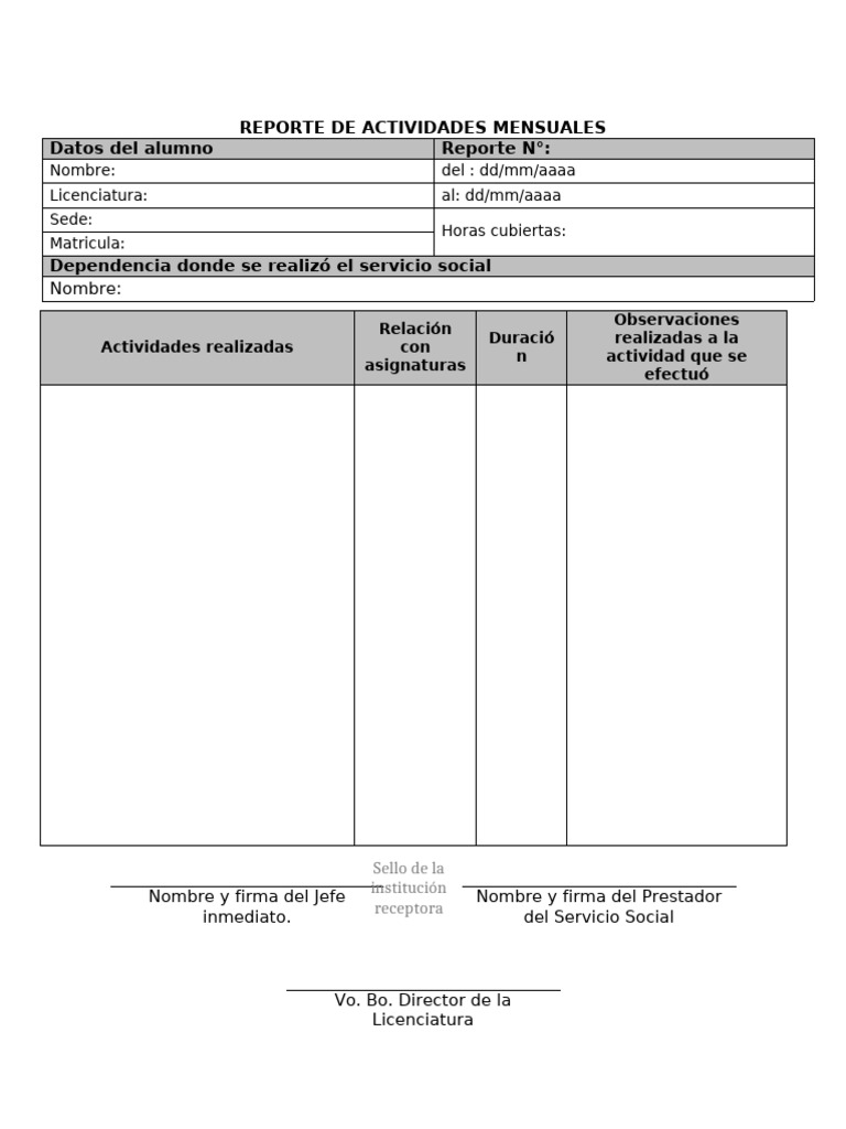 Formato SS-04 Reporte Mensual | PDF