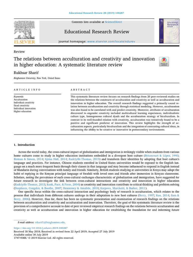 sharif2019 | PDF | Creativity | Systematic Review