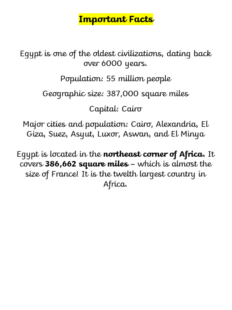 Information About Egypt | PDF | Egypt | Desert