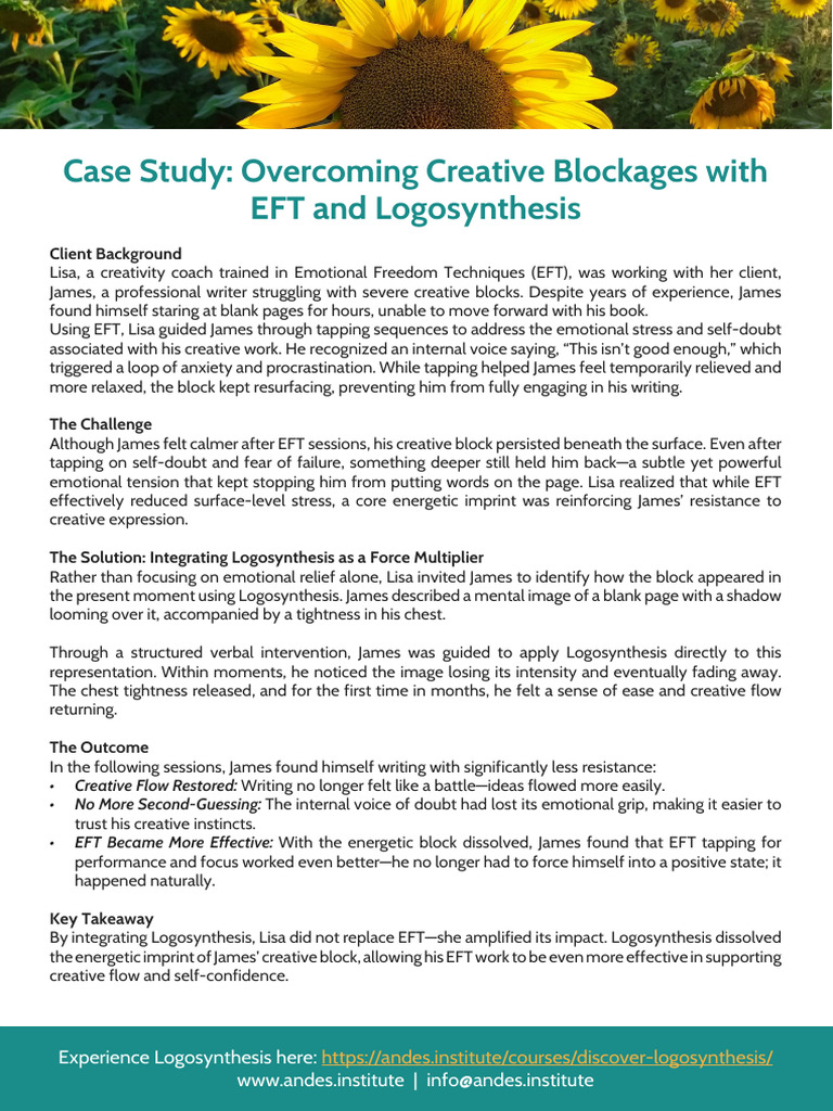 Logosynthesis for Creative Block Relief | PDF | Writer's Block | Psychology