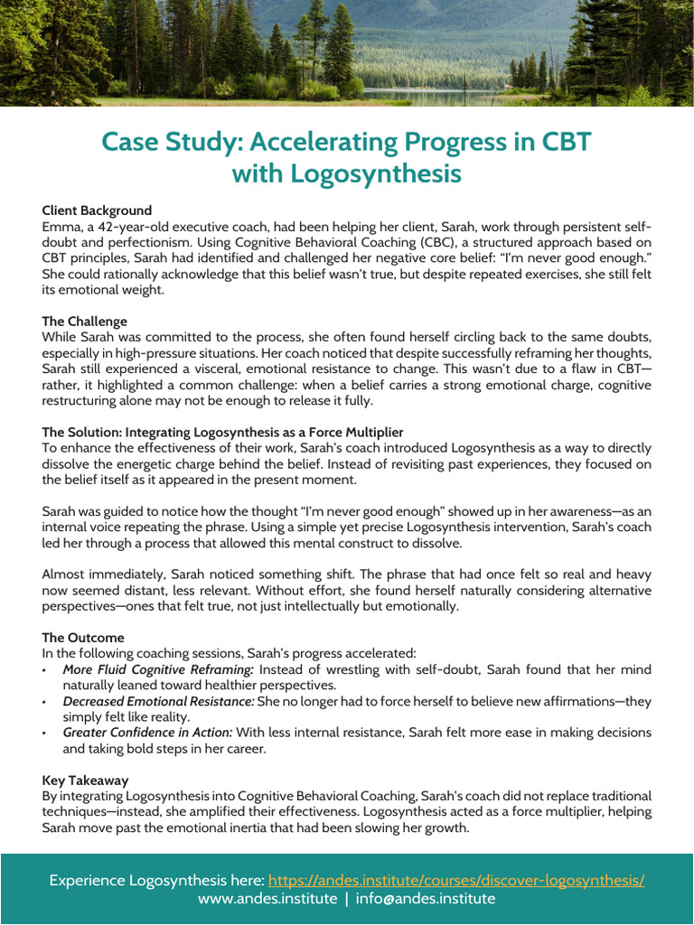 Case Study 2 - Coaching With Logosynthesis | PDF | Cognitive Behavioral ...
