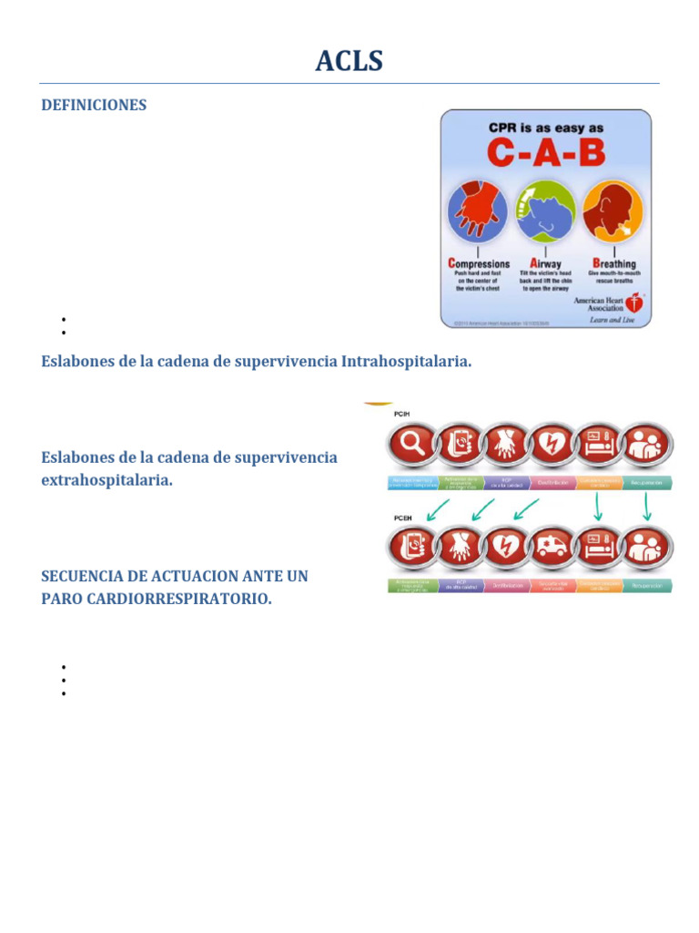 ACLS | PDF | Reanimación cardiopulmonar | Paro cardíaco