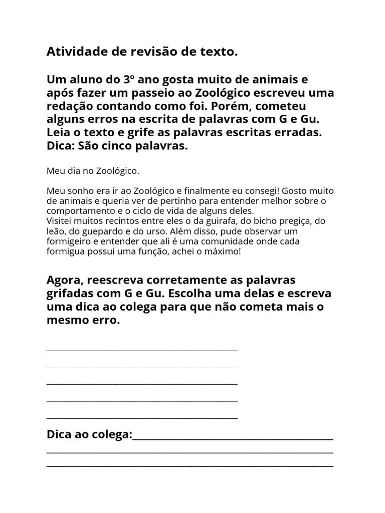 atividade-para-impressao-revisao-de-texto-lp03-04ats03 | PDF