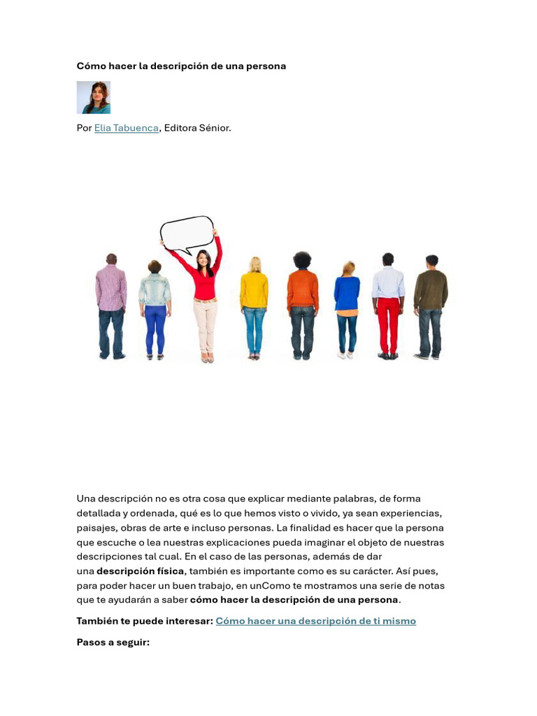 Cómo describir a una persona eficazmente | PDF | Pelo
