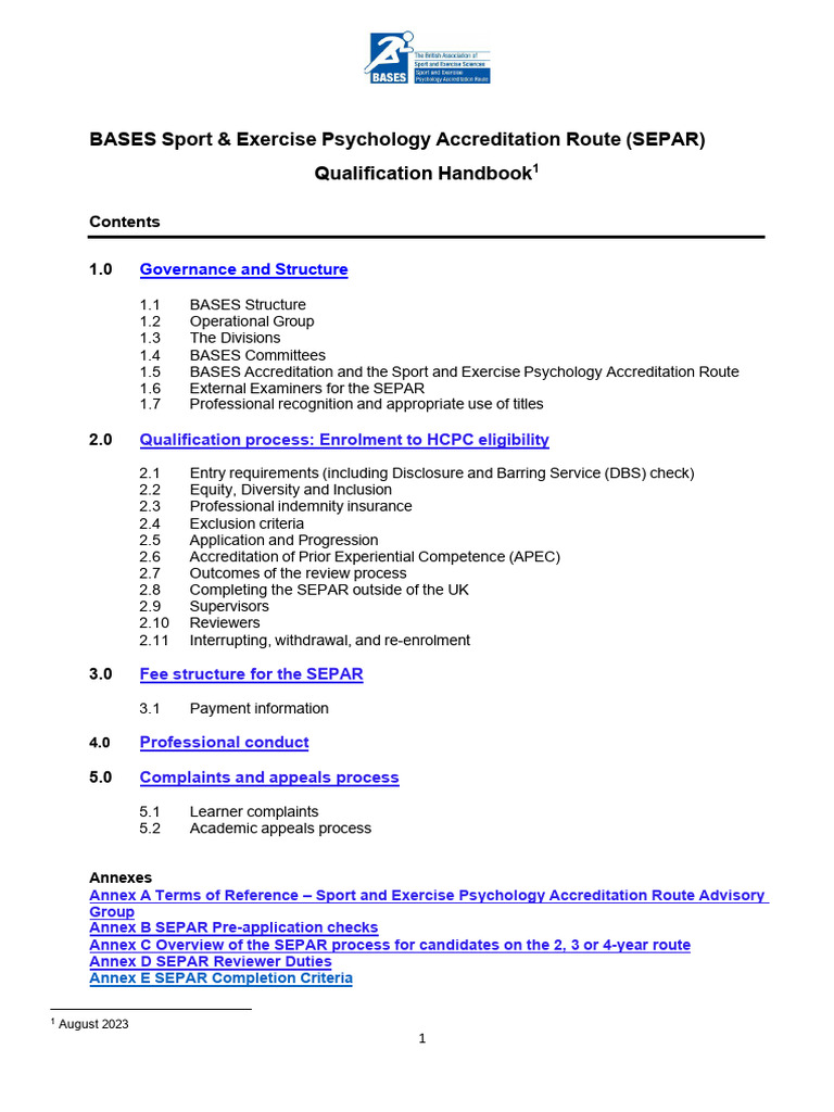 Separ - Qualification - Handbook - For January 2024 Onwards | PDF | Psychologist