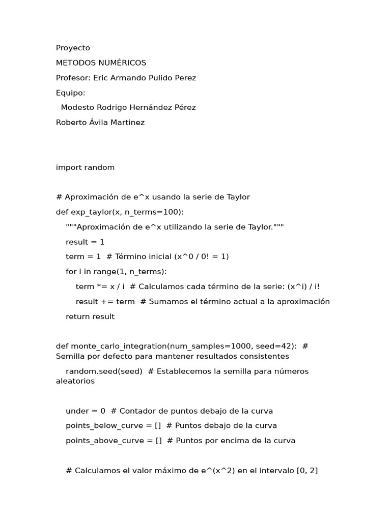 Proyecto Metodos Numericos | PDF