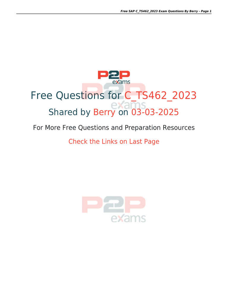 Free Sap C ts462 2023 Exam Questions | PDF | Multiple Choice | Software