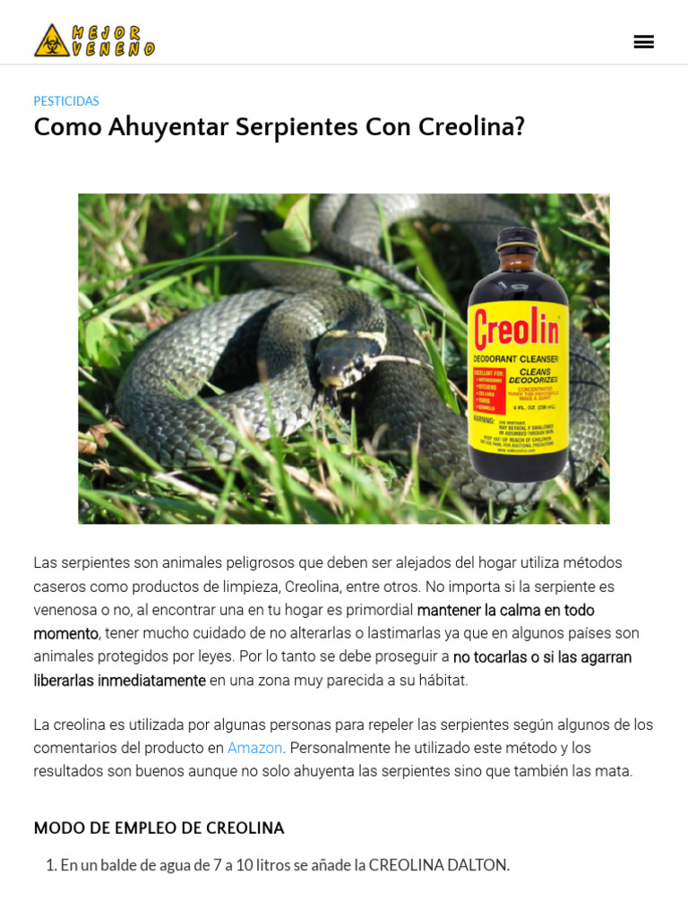 Ahuyentar Serpientes con Creolina y Más | PDF | Serpiente