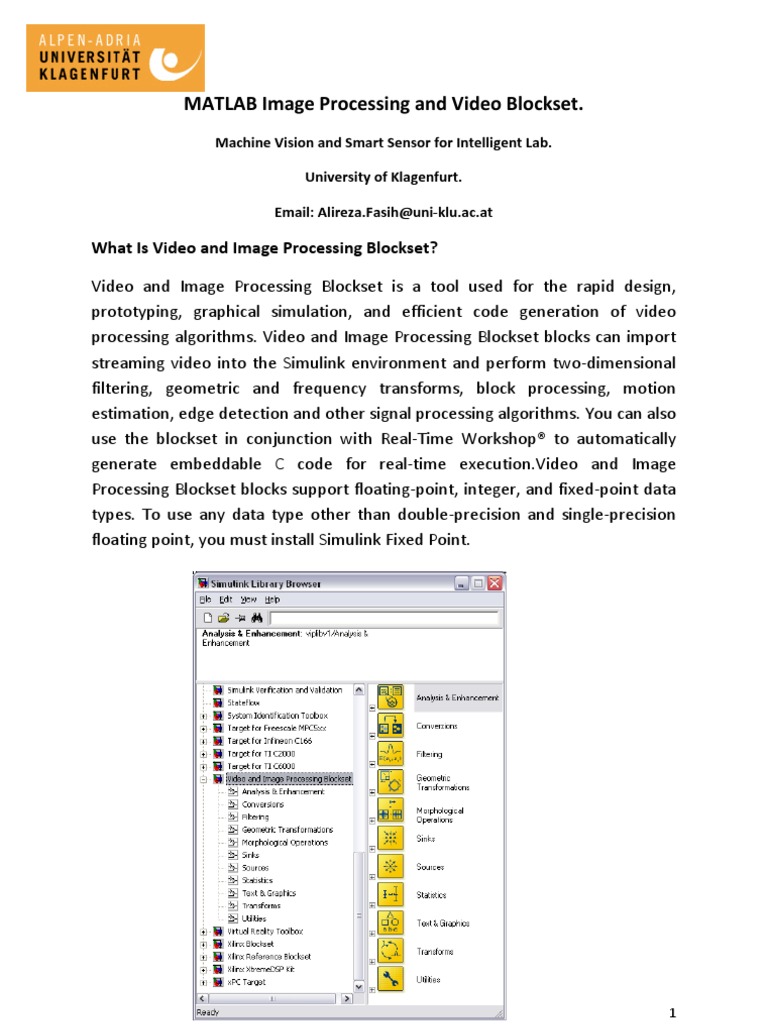 MATLAB Image Processing and Video Blockset | PDF | Computers
