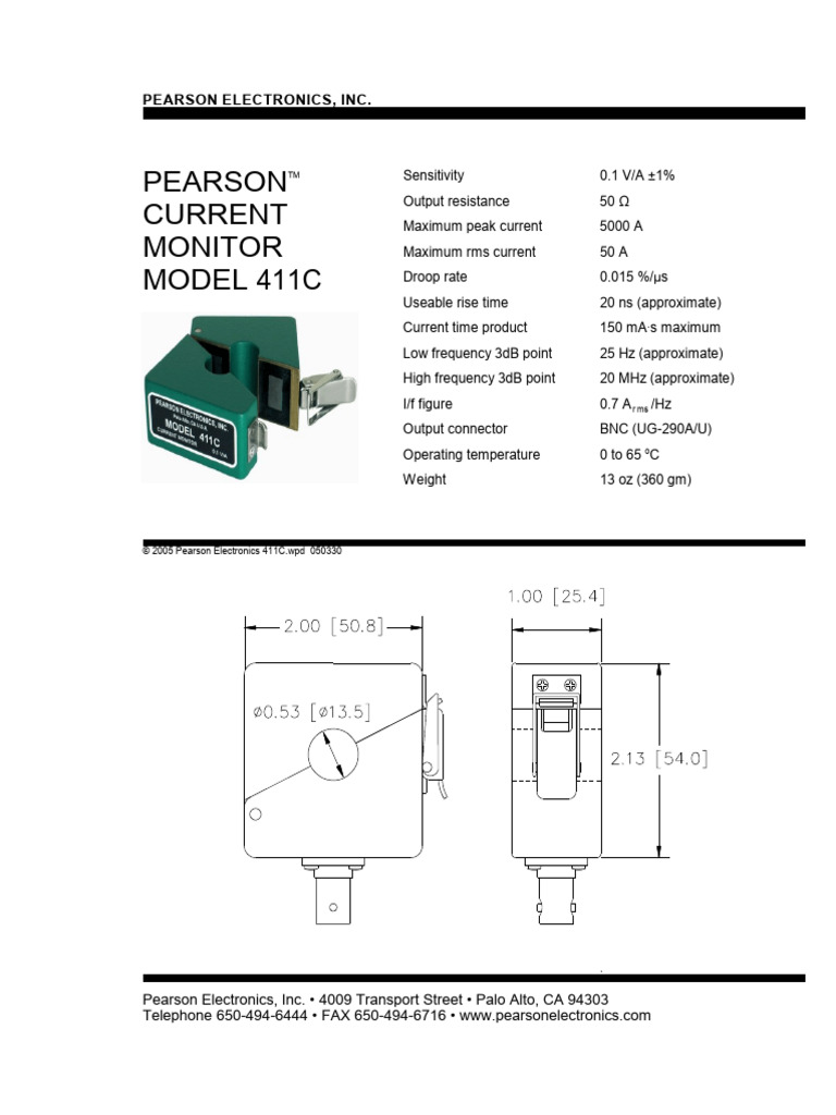 Pearson Current Monitor Model 411C | PDF