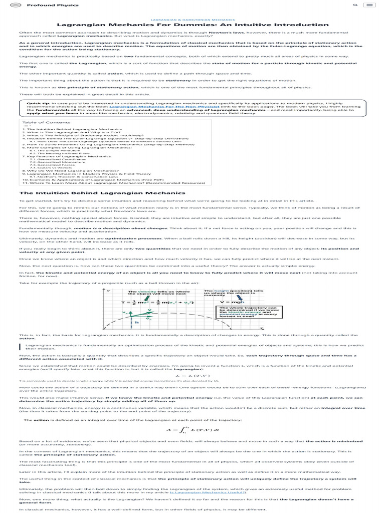 Lagrangian Mechanics for Dummies_OCR | PDF | Lagrangian Mechanics | Classical Mechanics