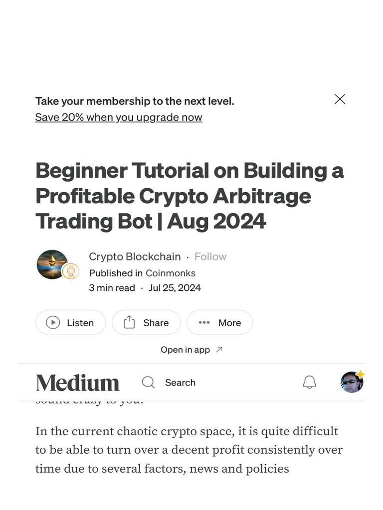 Beginner Tutorial On Building A Profitable Crypto Arbitrage Trading Bot - Aug 2024 | PDF ...