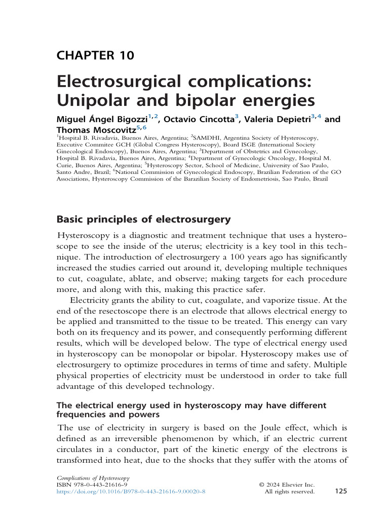 Chapter 10 - Electrosurgical Complications Unipola - 2024 ...