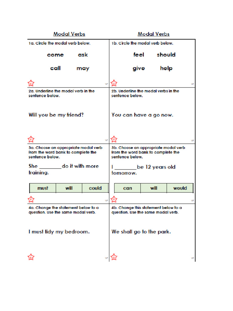 Modal Verbs Sheet | PDF