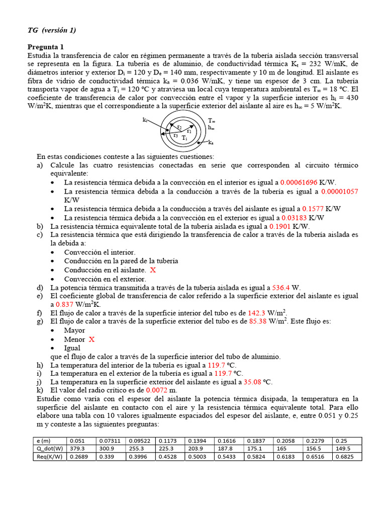 Pregunta 1: TG (Versión 1) | PDF | Transferencia de calor | Aislamiento térmico