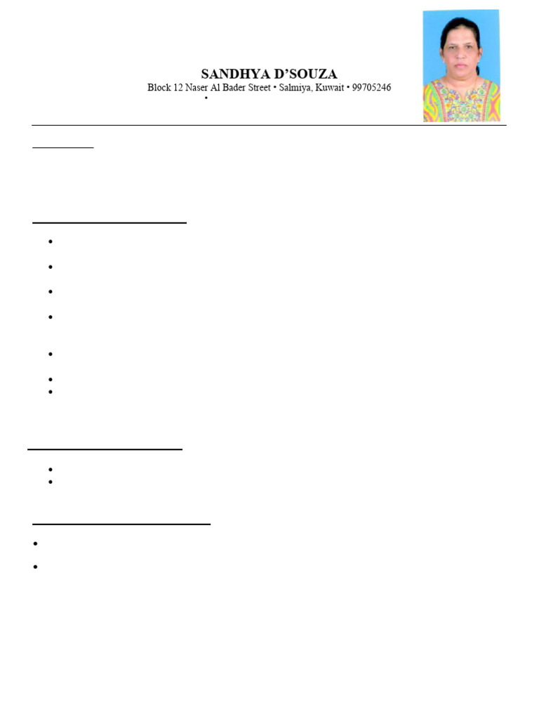 Sandhya Dsouza Resume 2025 | PDF | Health Care | Medicine