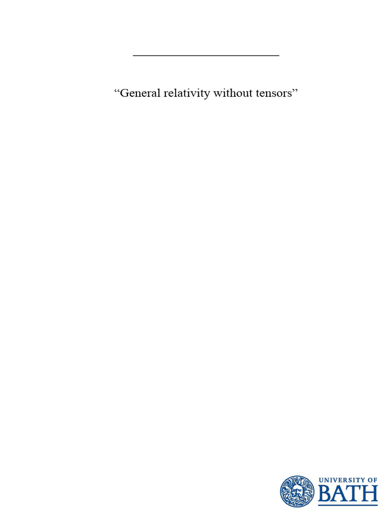 0 1 General Relativity Without Tensors | PDF | General Relativity | Gravity