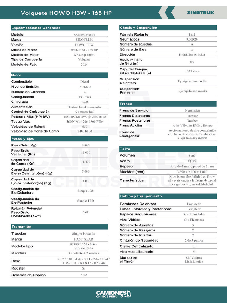 FT - Volq. HOWO H3W - 8 M3 - 2024-2 | PDF